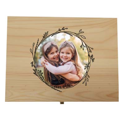 Houten theedoos krans met foto - Gifts & Prints
